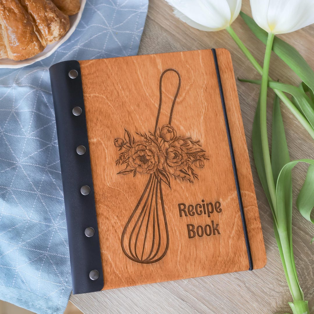 Write in Recipe Book, Wooden Recipe Book, Engraved Recipe Book, Empty ...