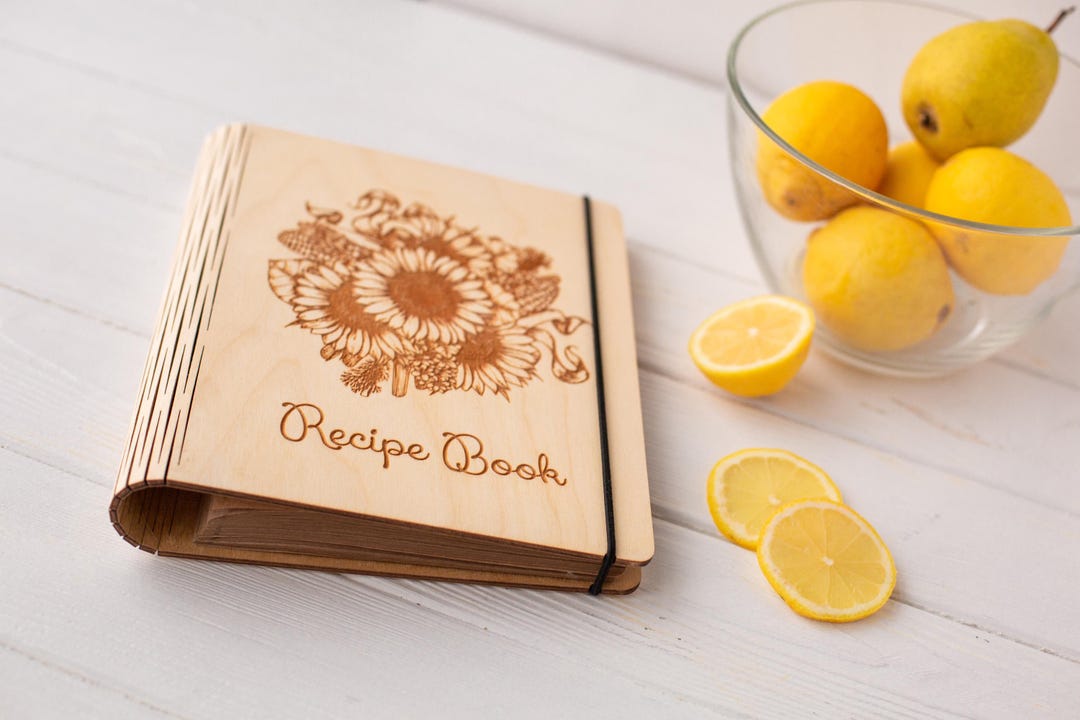 Custom Blank Recipe Book, Wooden Cover Cook Book, Recipe Journal ...