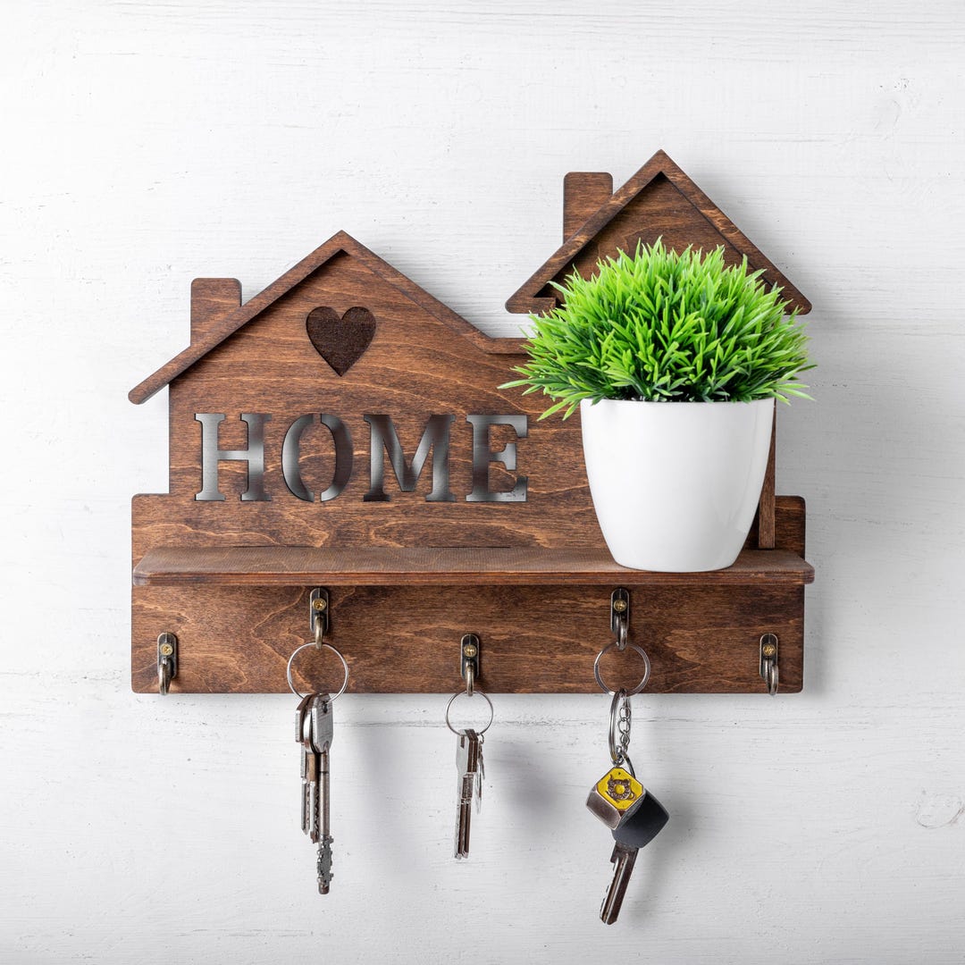 Custom Wooden Key Holder, Key Organizer, Custom Name Key Storage, New ...