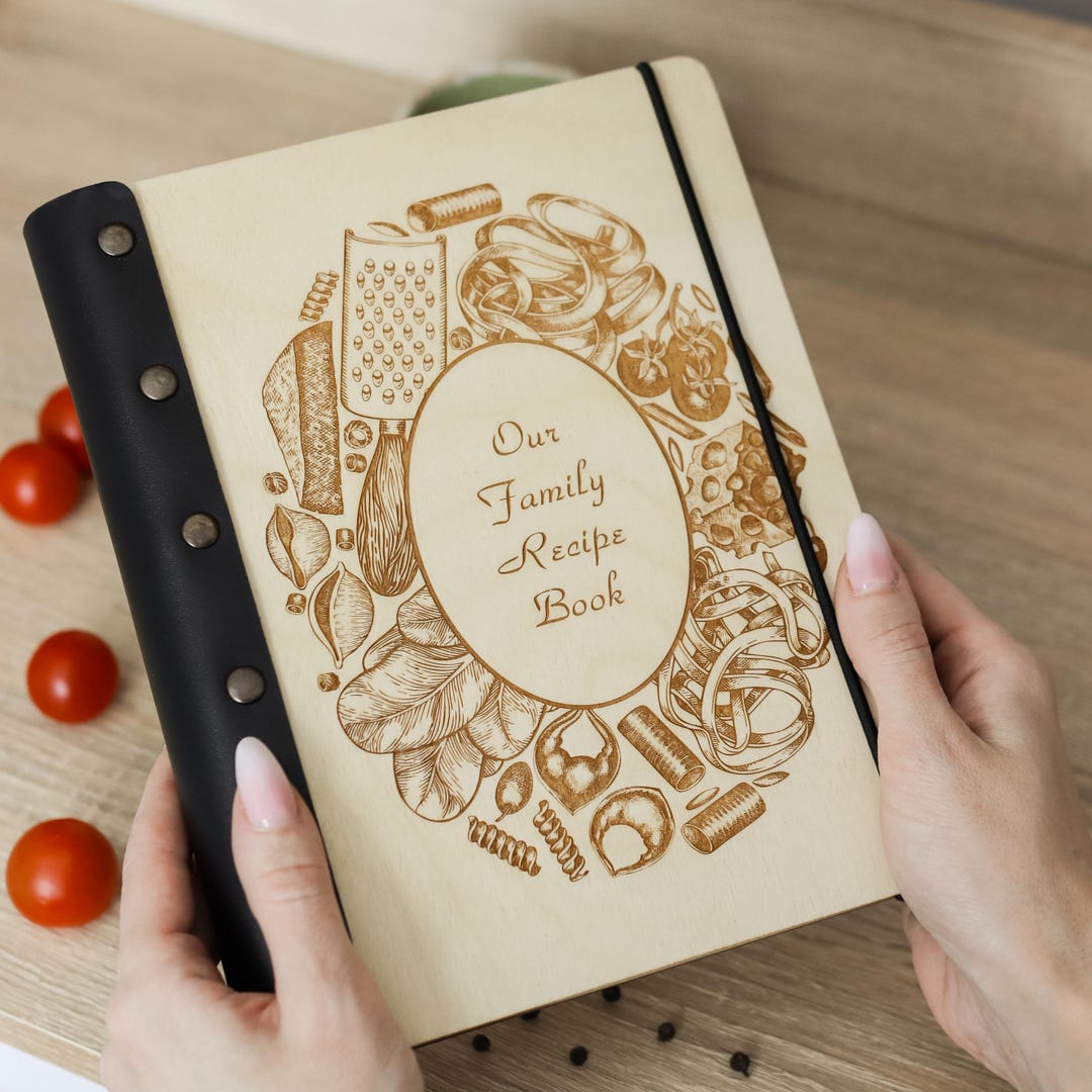Handmade Recipe Book, Family Baking Book, Empty Wooden Cookbook, Recipe ...