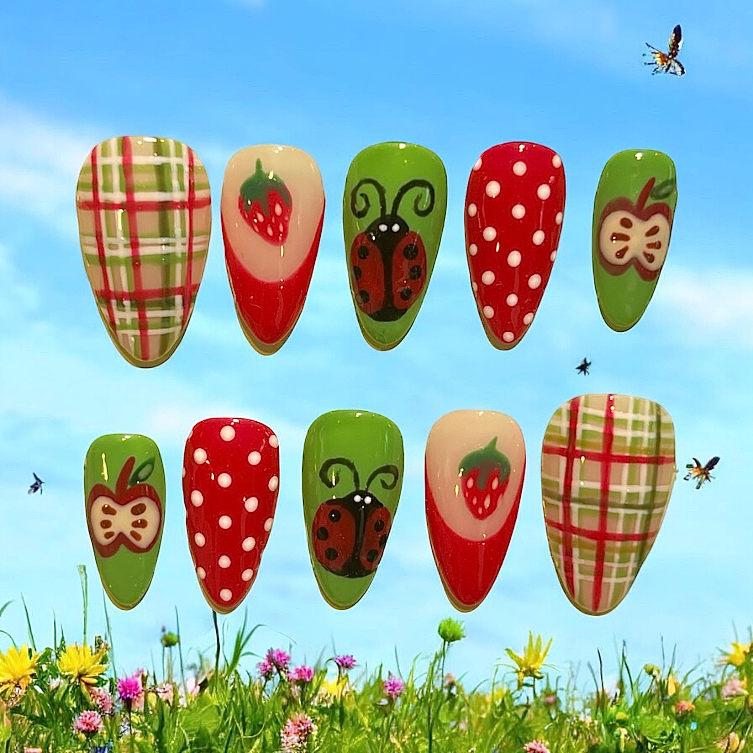 Lady Bug Picnic Inspired Press on Nails! - Etsy