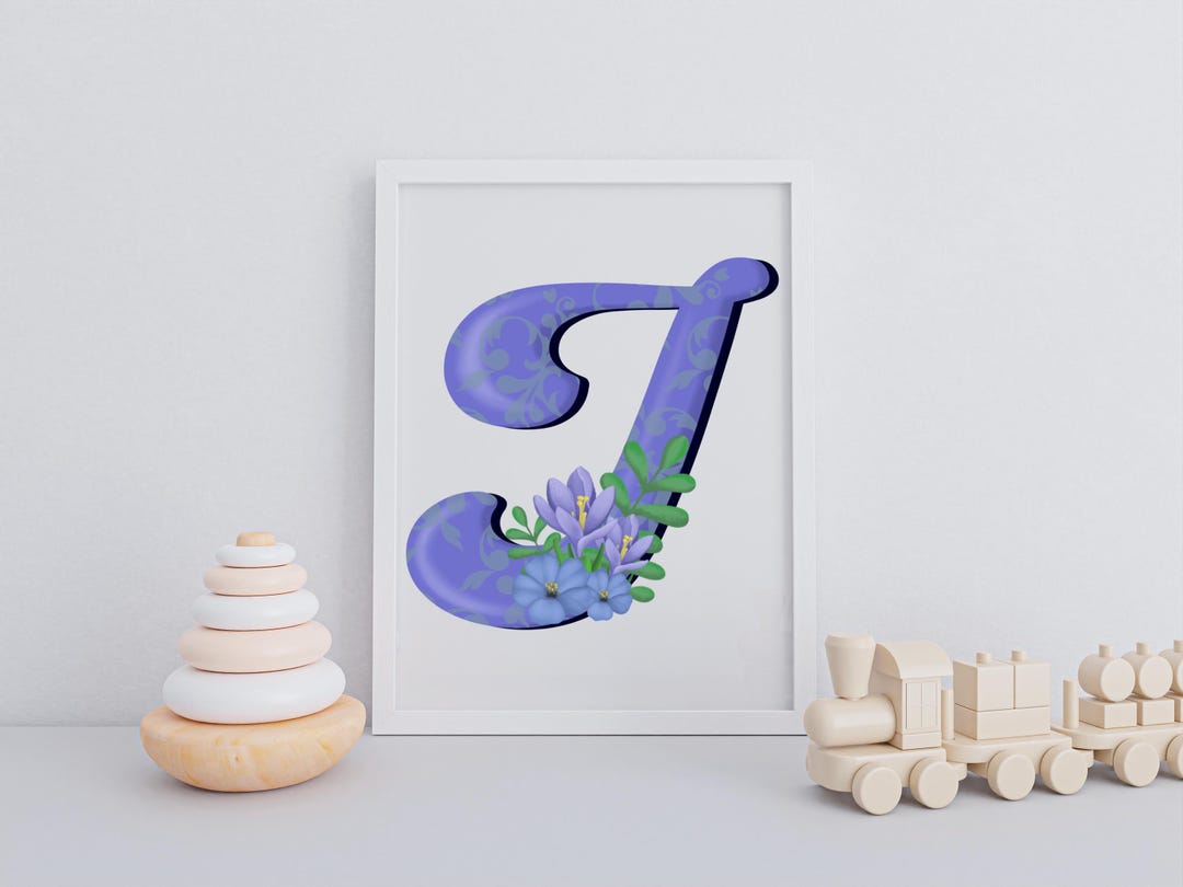 Initial Art Print, Personalised. Letter J - Etsy