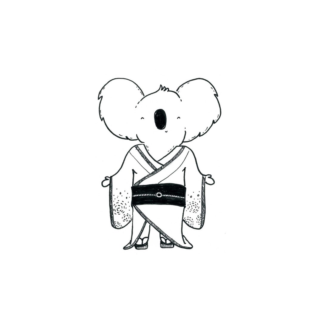 Koala in a Kimono - Illustration - Art Print - Etsy