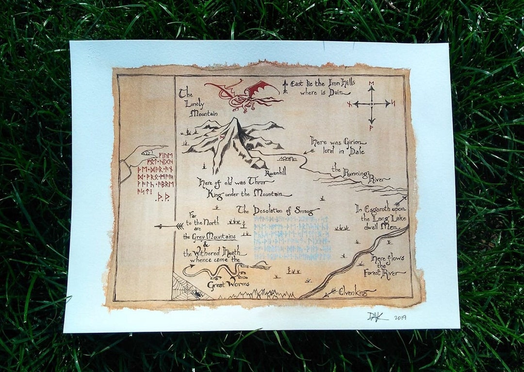 Thorin's Map: Watercolor Map Based on the Hobbit Book Illustration and ...