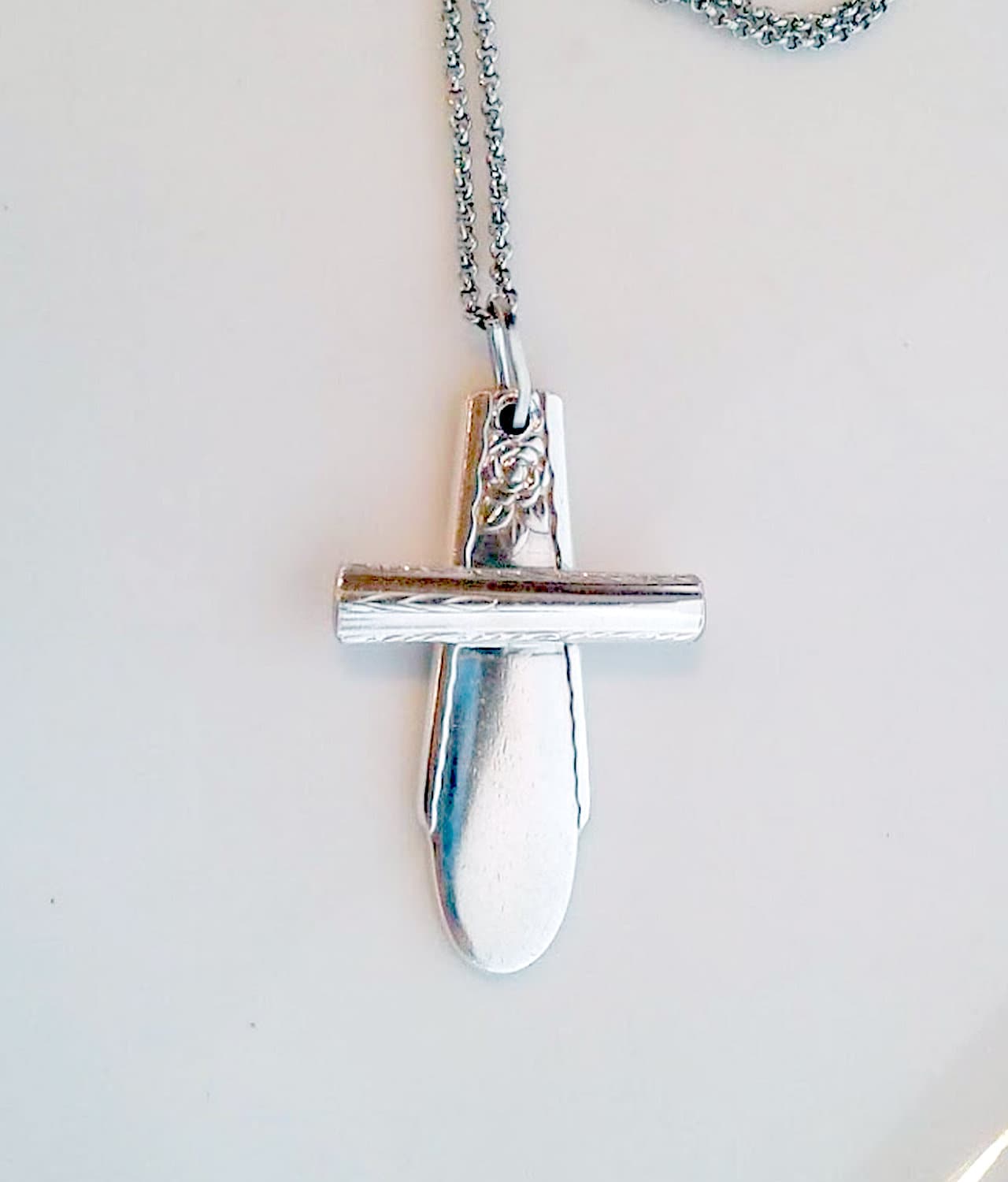 612 / Antique Silver Spoon Cross Pendant Necklace. - Etsy Canada