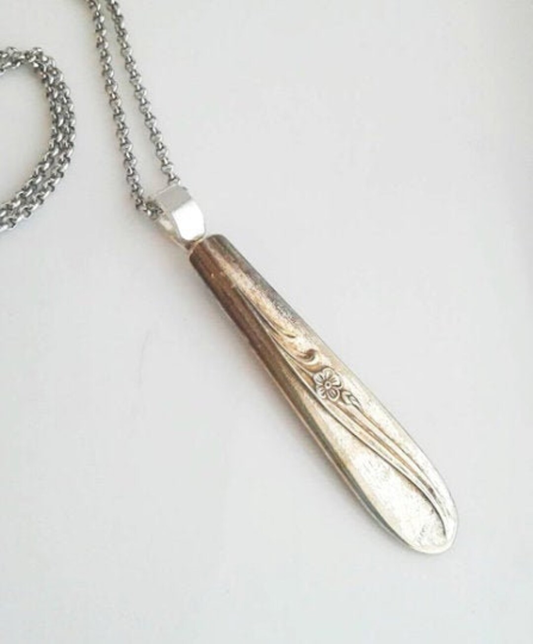 506 / Antique Silver Spoon Handle Pendant Necklace. - Etsy