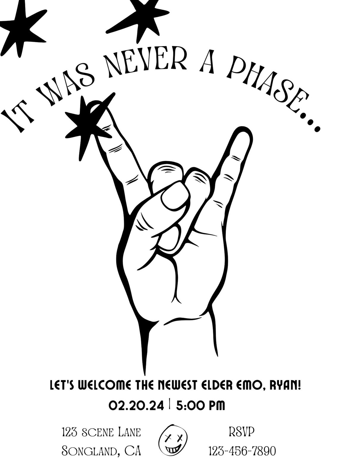 Editable Elder Emo 02 Invitation Template Thirtieth Birthday Invite ...