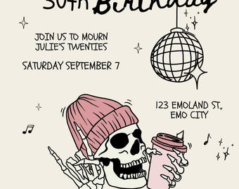 Editable Elder Emo 01 Invitation Template Thirtieth Birthday Invite ...