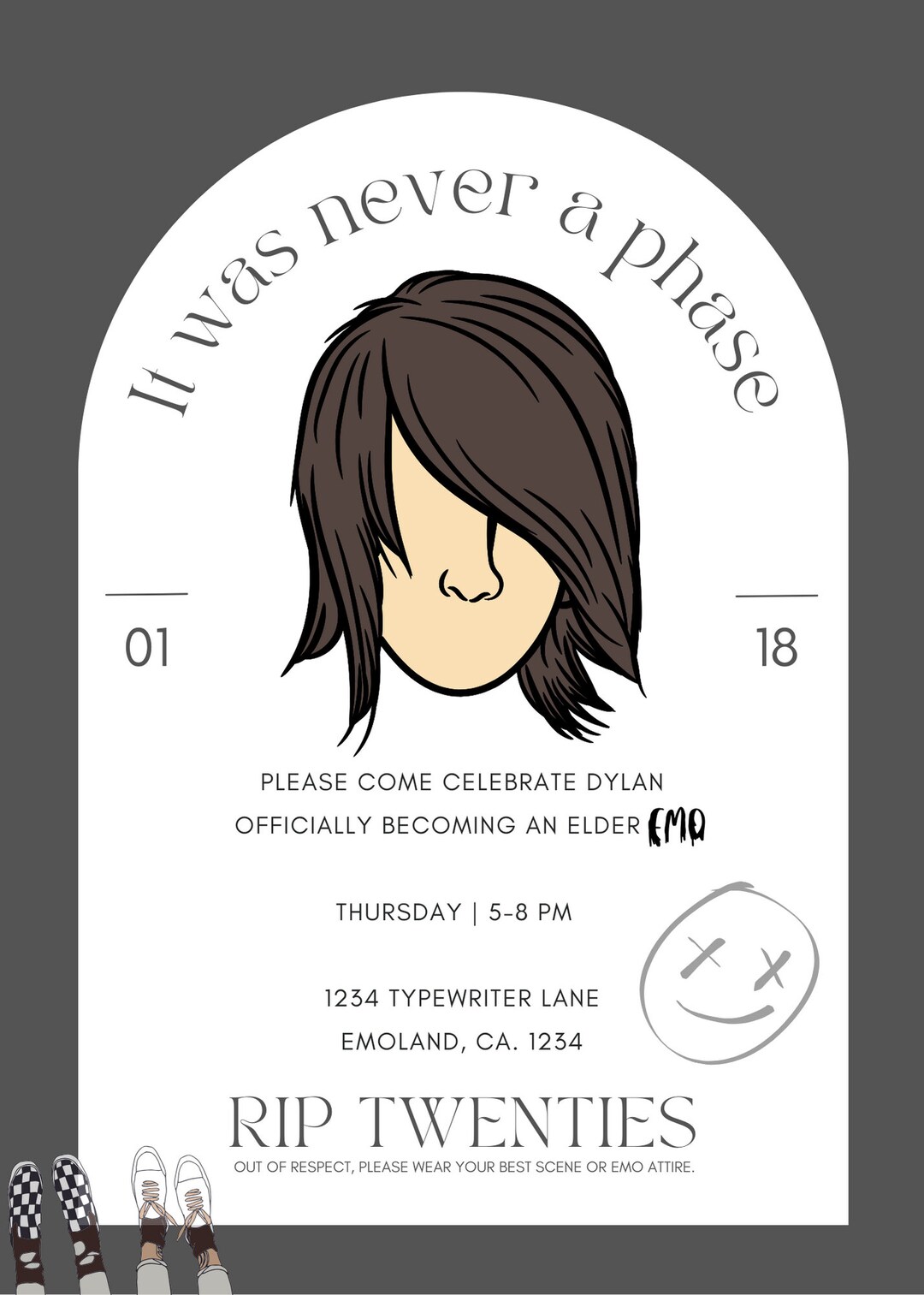 Editable Elder Emo 01 Invitation Template Thirtieth Birthday Invite ...