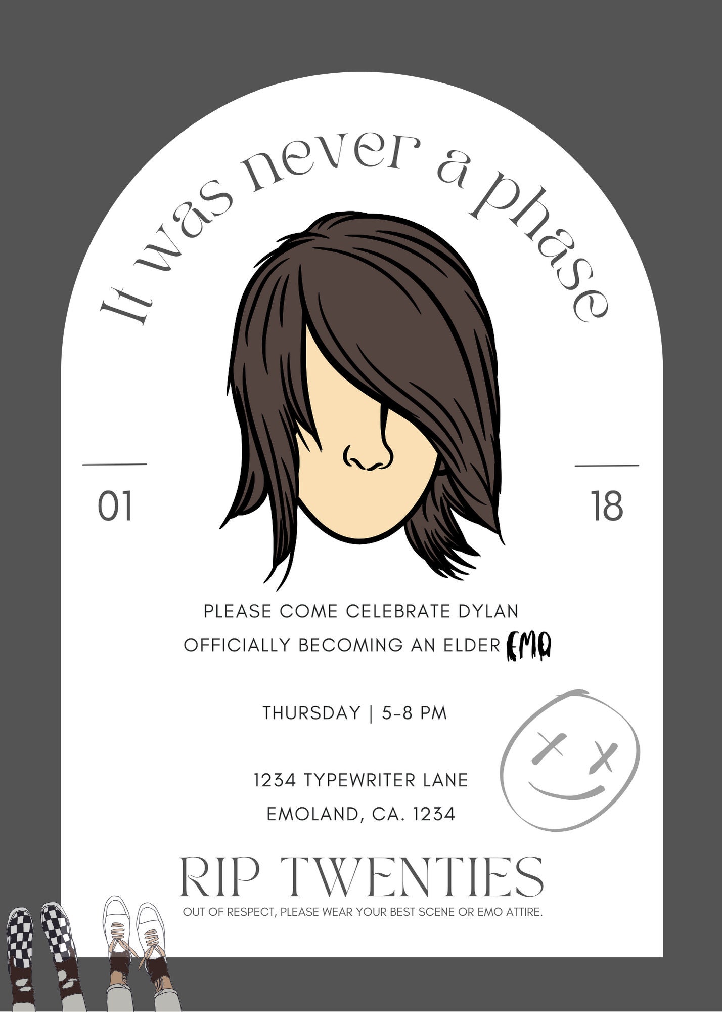 Editable Elder Emo 01 Invitation Template Thirtieth Birthday Invite ...