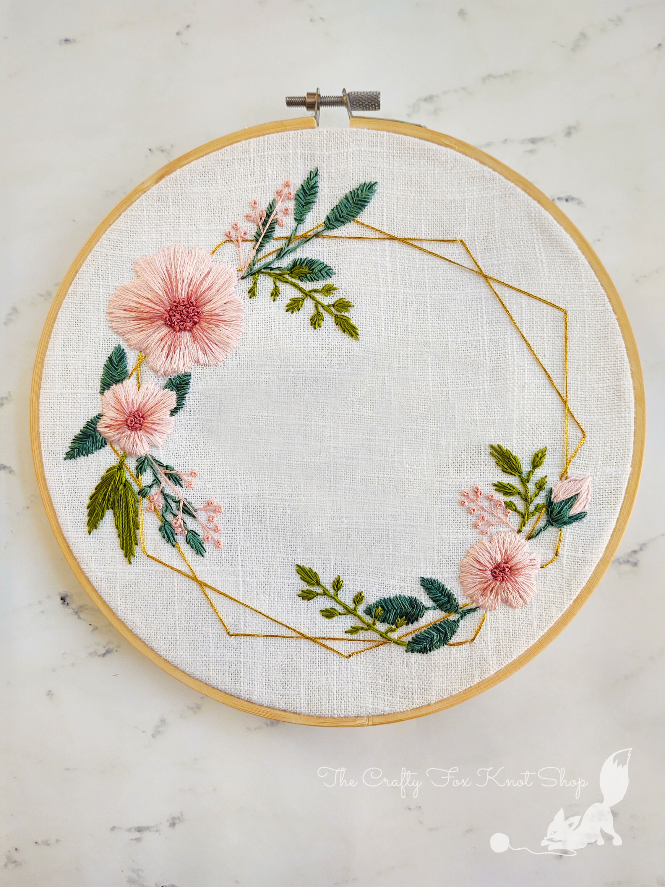 Floral Boho Gold Wreath Hand Embroidery Pattern - Beginner/intermediate ...