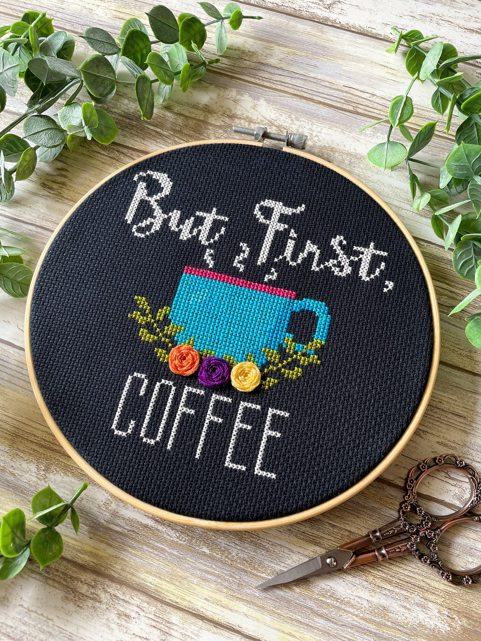 But First, Coffee Cross Stitch Pattern | Boho Cross Stitch Digital ...