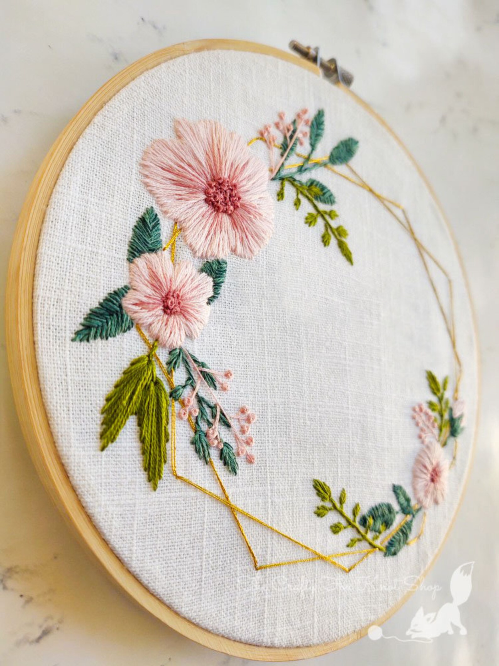 Floral Boho Gold Wreath Hand Embroidery Pattern - Etsy