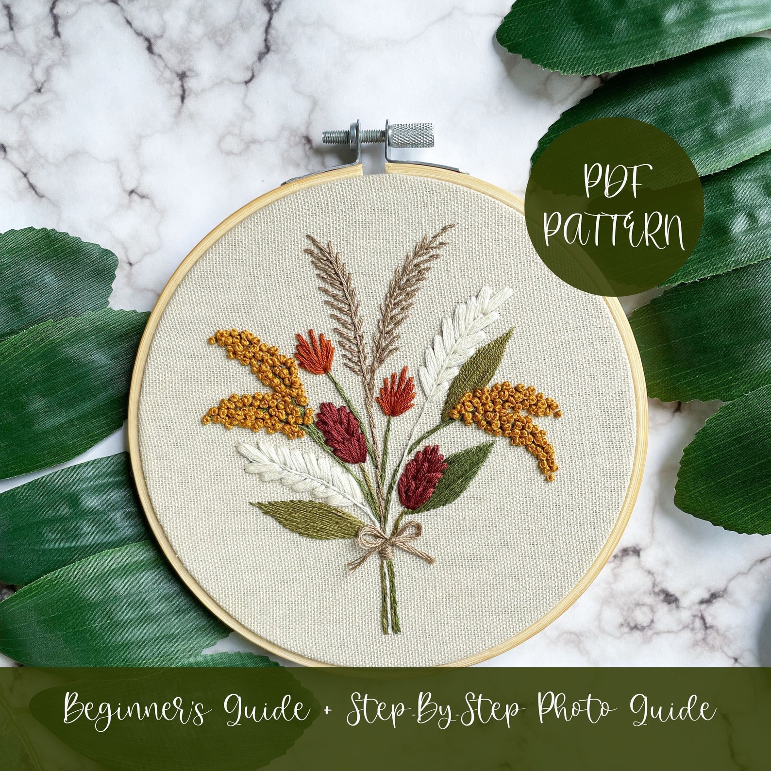 Harvest Grains Bouquet Hand Embroidery Pattern Beginner - Etsy