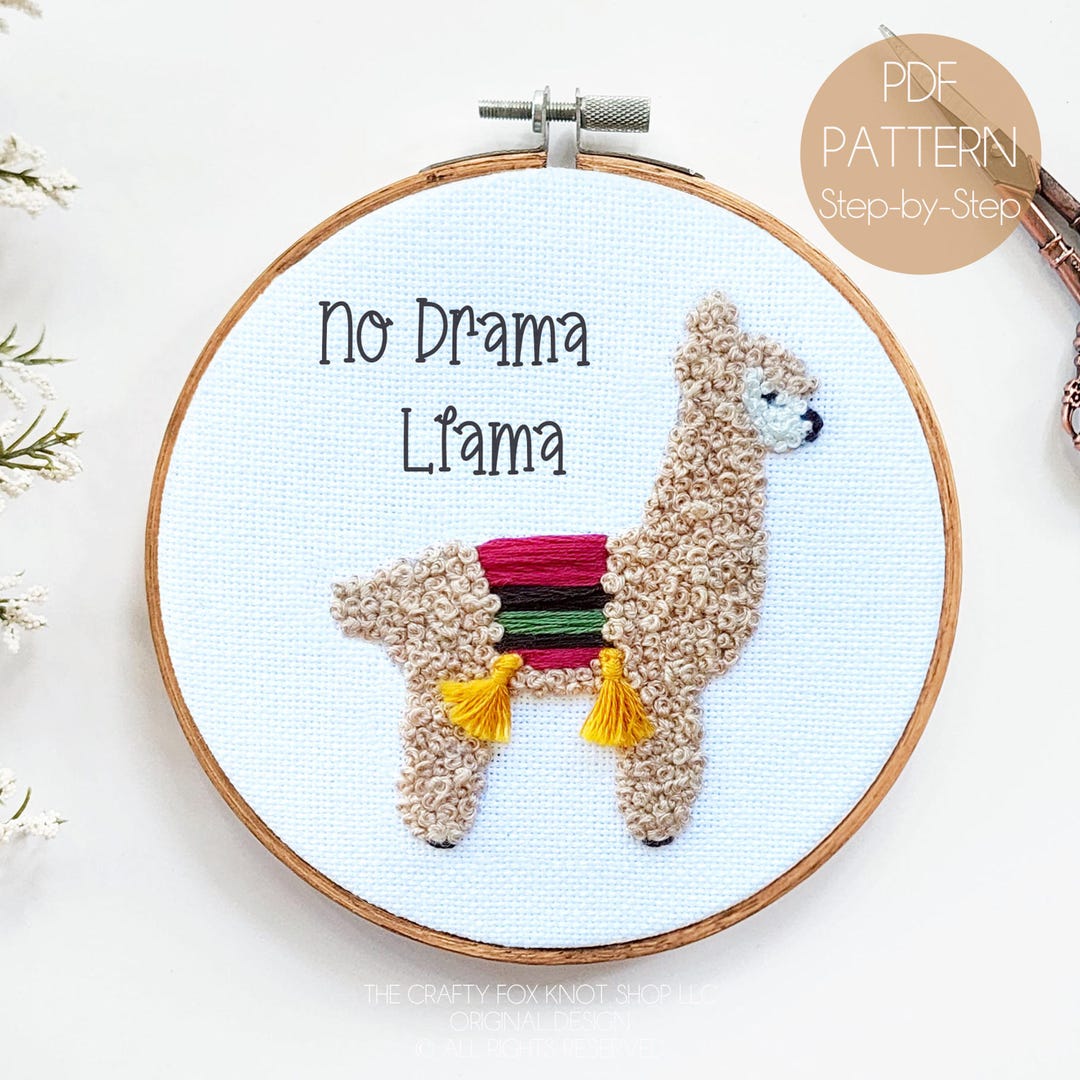 Llama Hand Embroidery Pattern | Beginner/intermediate Embroidery ...
