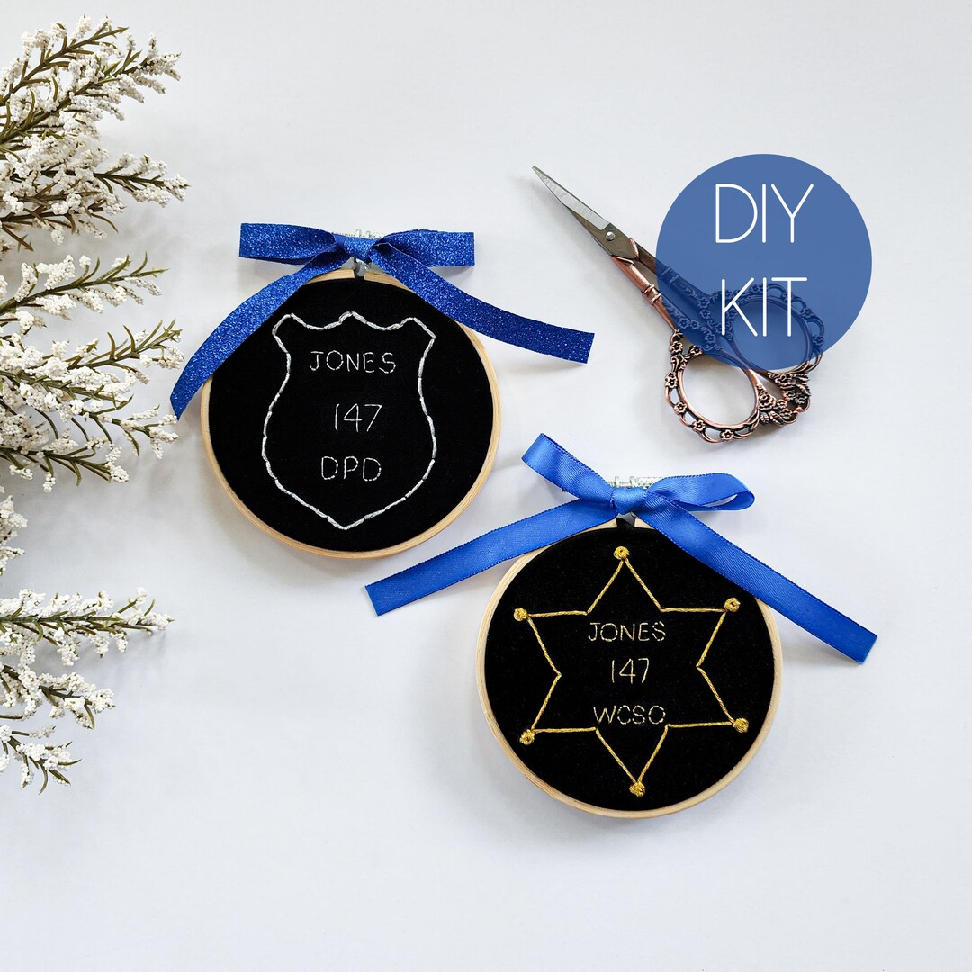 TBL Police Sheriff Badge Hand Embroidery Kits | Personalizable Beginner ...