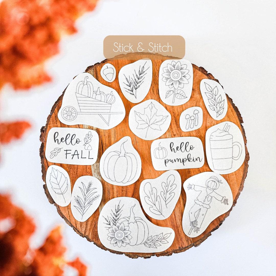 Autumn Stick and Stitch Hand Embroidery Designs | Embroidery Stickers ...