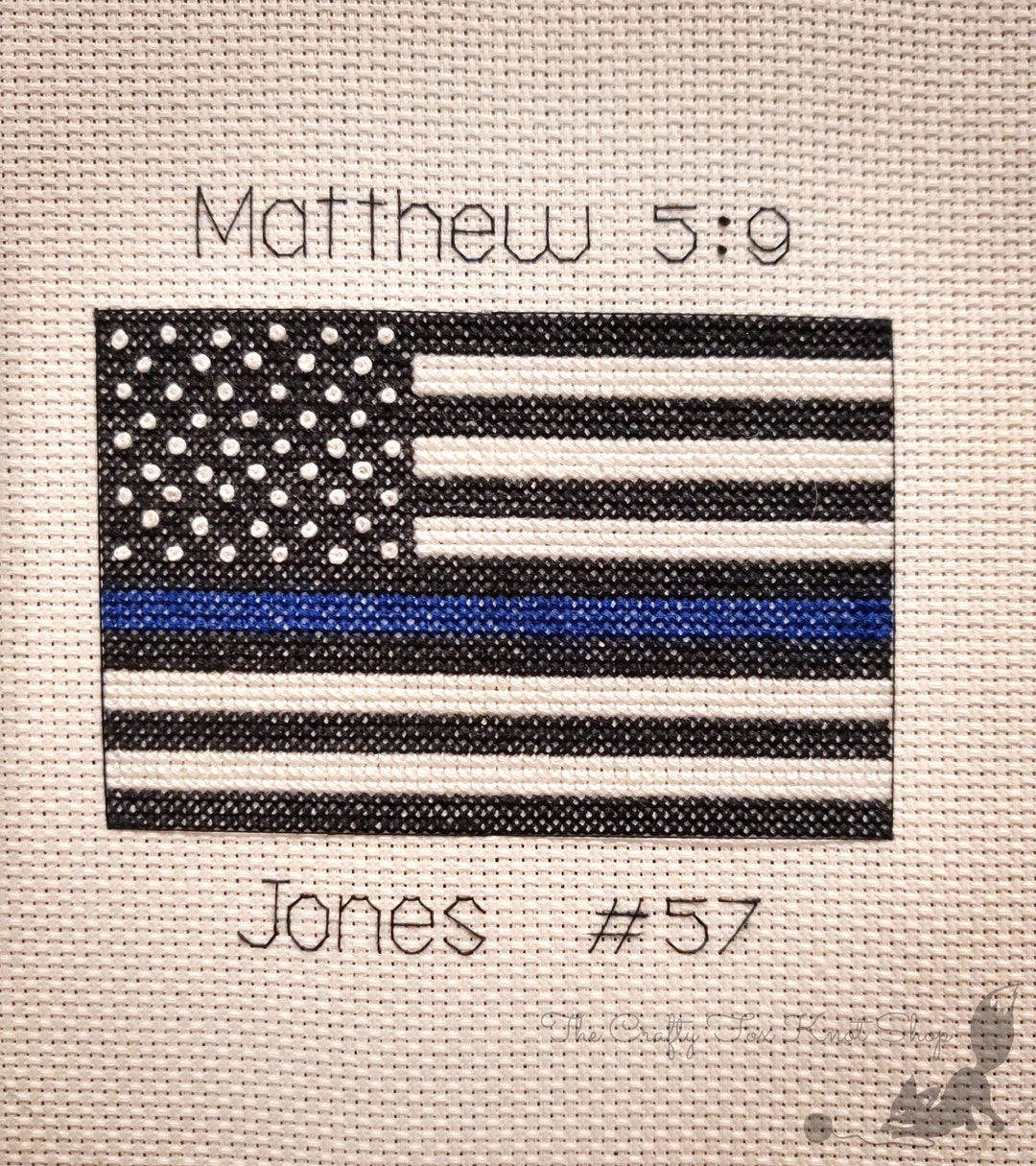 Thin Blue Line Cross Stitch Pattern Personalized Police Flag - Etsy