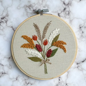 Harvest Grains Bouquet Hand Embroidery Pattern Beginner | Etsy
