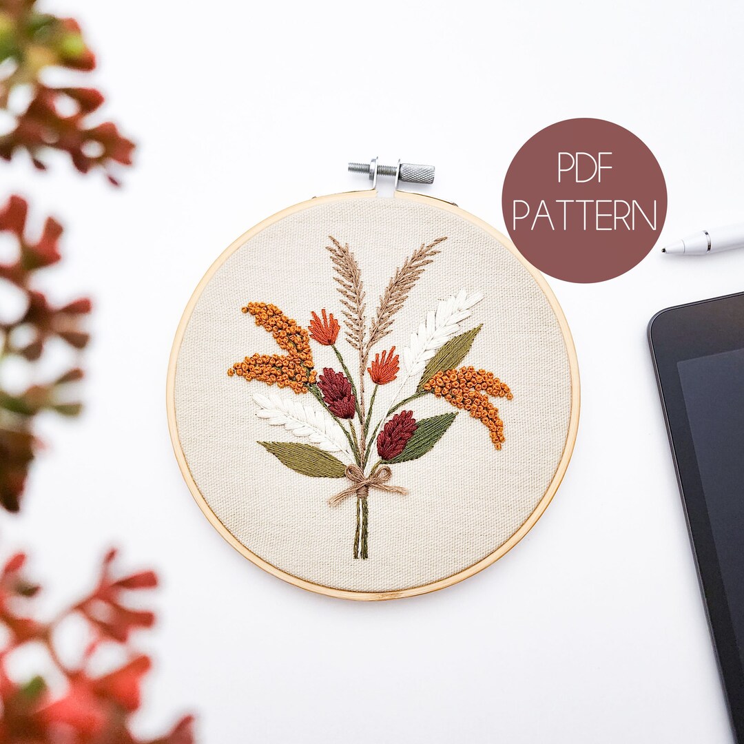 Harvest Grains Bouquet Hand Embroidery Pattern Beginner - Etsy