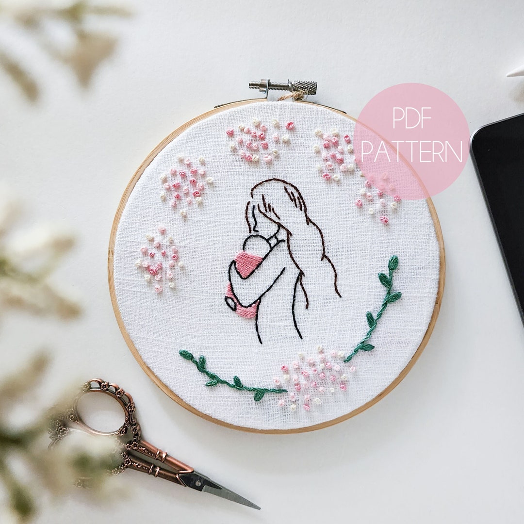 Mother & Baby Hand Embroidery Pattern Beginner's - Etsy