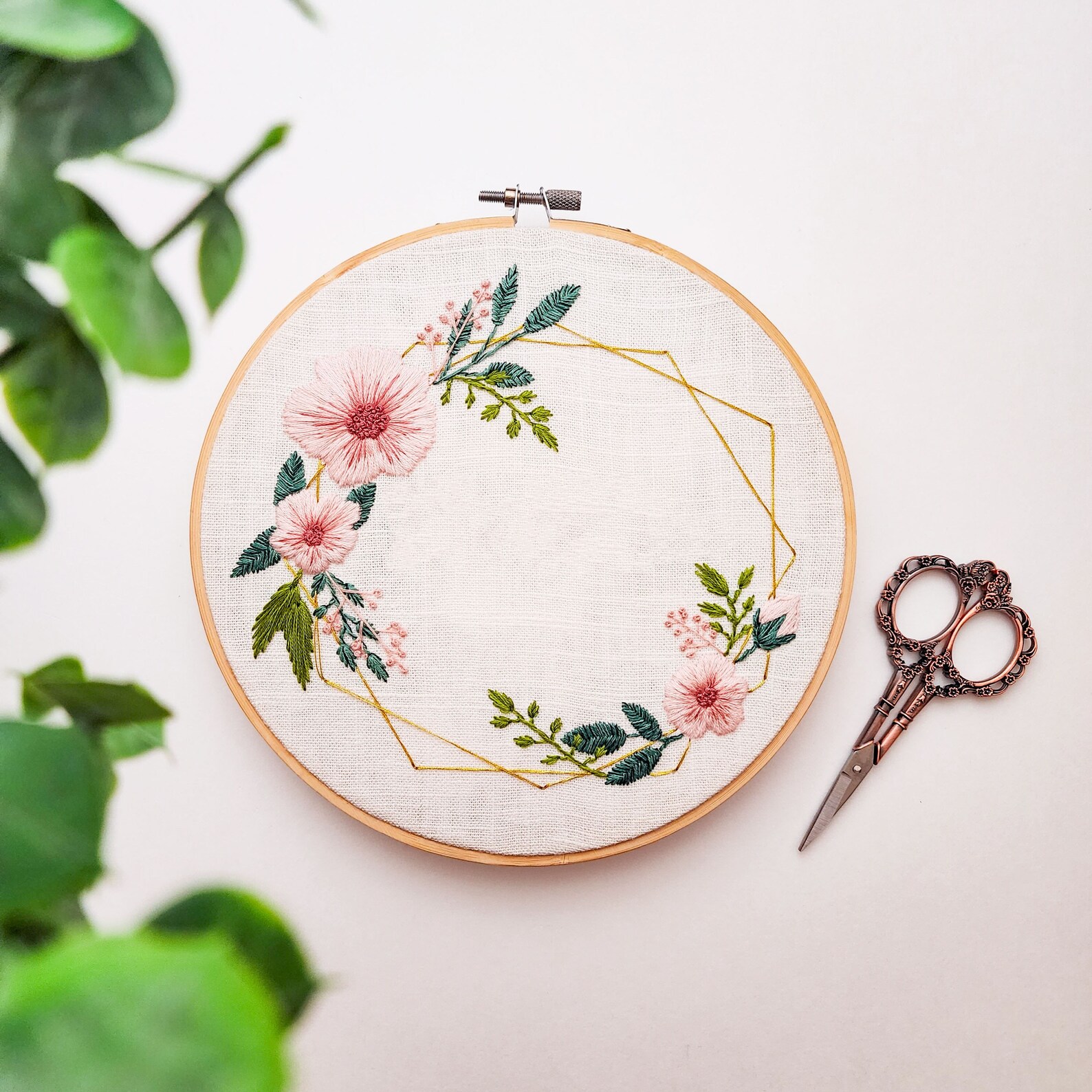 Floral Boho Gold Wreath Hand Embroidery Pattern - Etsy