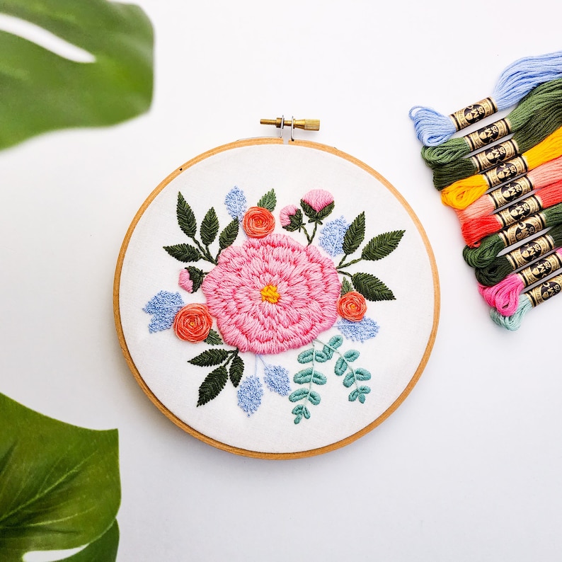 Embroidery Kit Modern DIY Kit Peony Hand Embroidery Kit - Etsy