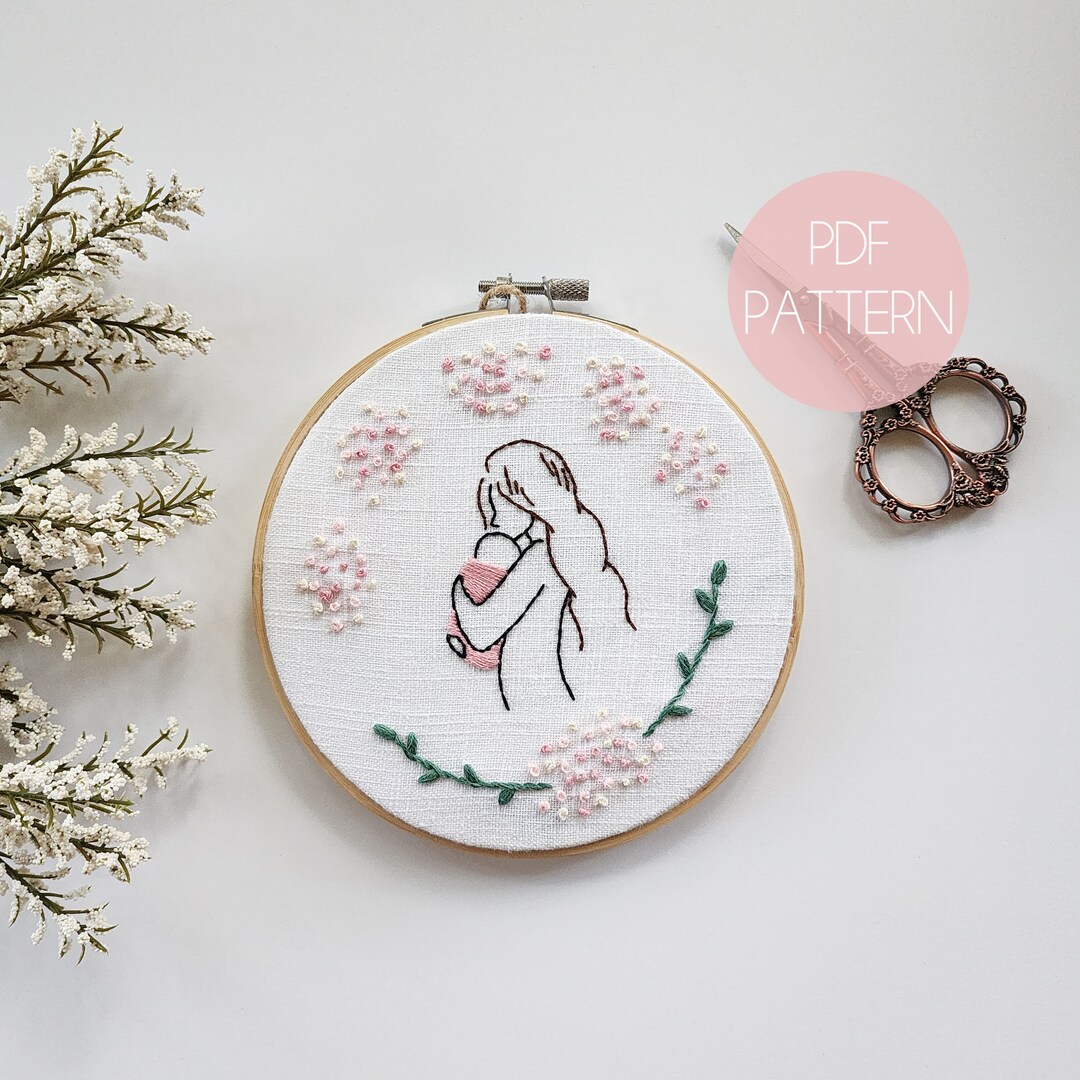 Mother & Baby Hand Embroidery Pattern | Beginner's Embroidery Pattern ...