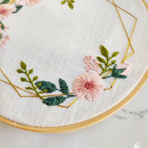 Embroidery Kit | Modern DIY Kit | Floral Boho Gold Wreath Hand ...