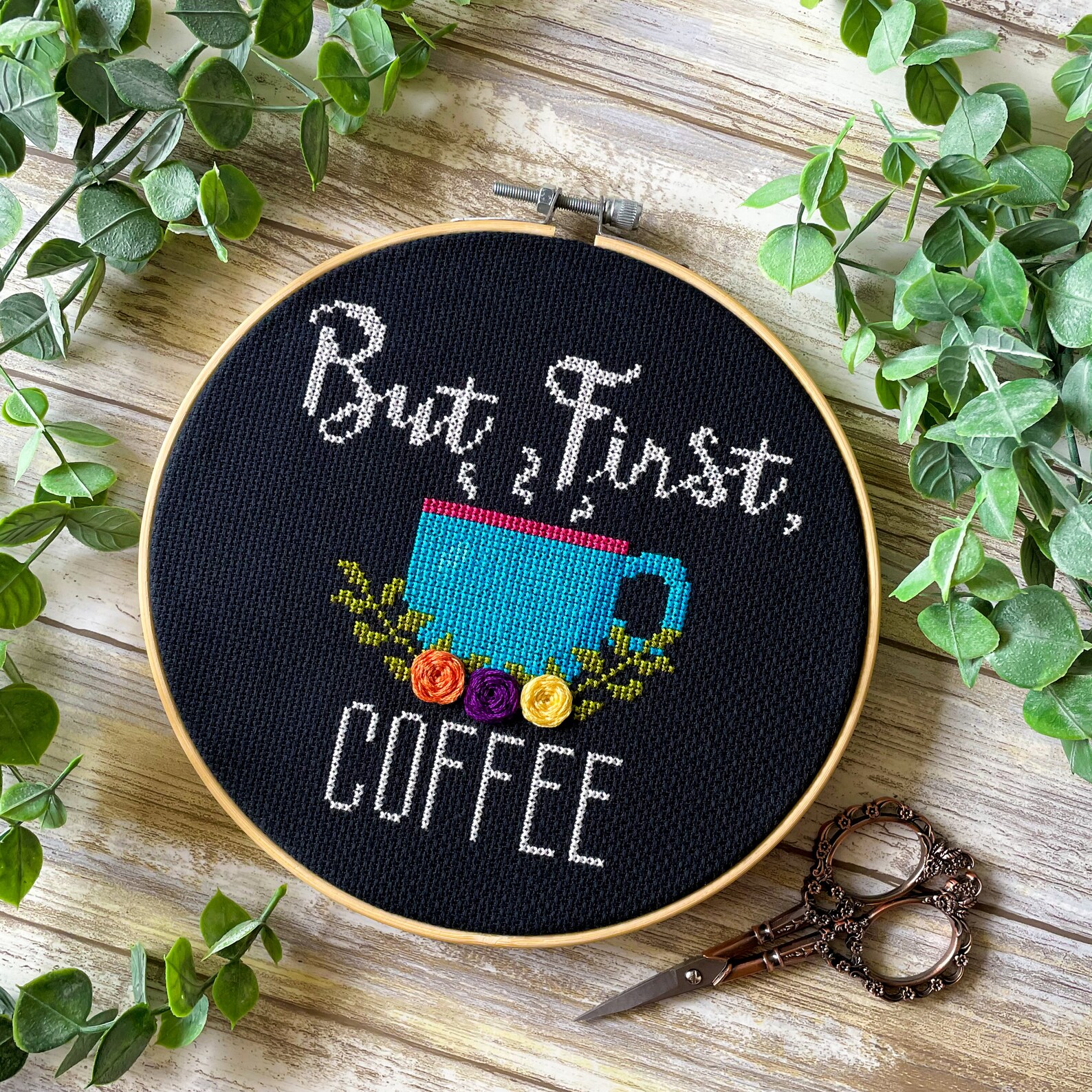 But First, Coffee Cross Stitch Pattern | Boho Cross Stitch Digital ...