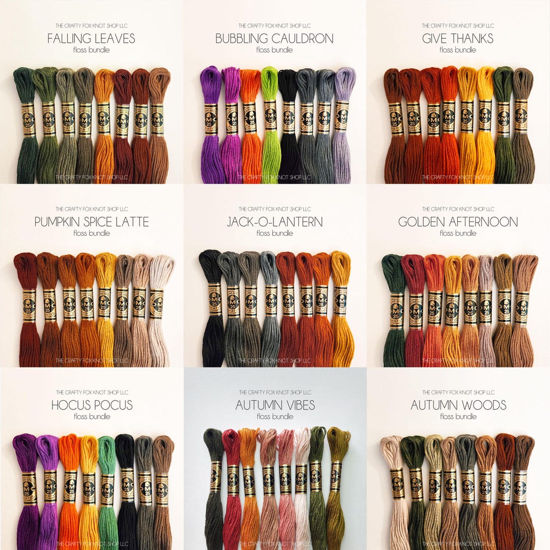 Fall and Halloween DMC Floss Bundle | Floss Color Palette | DMC ...