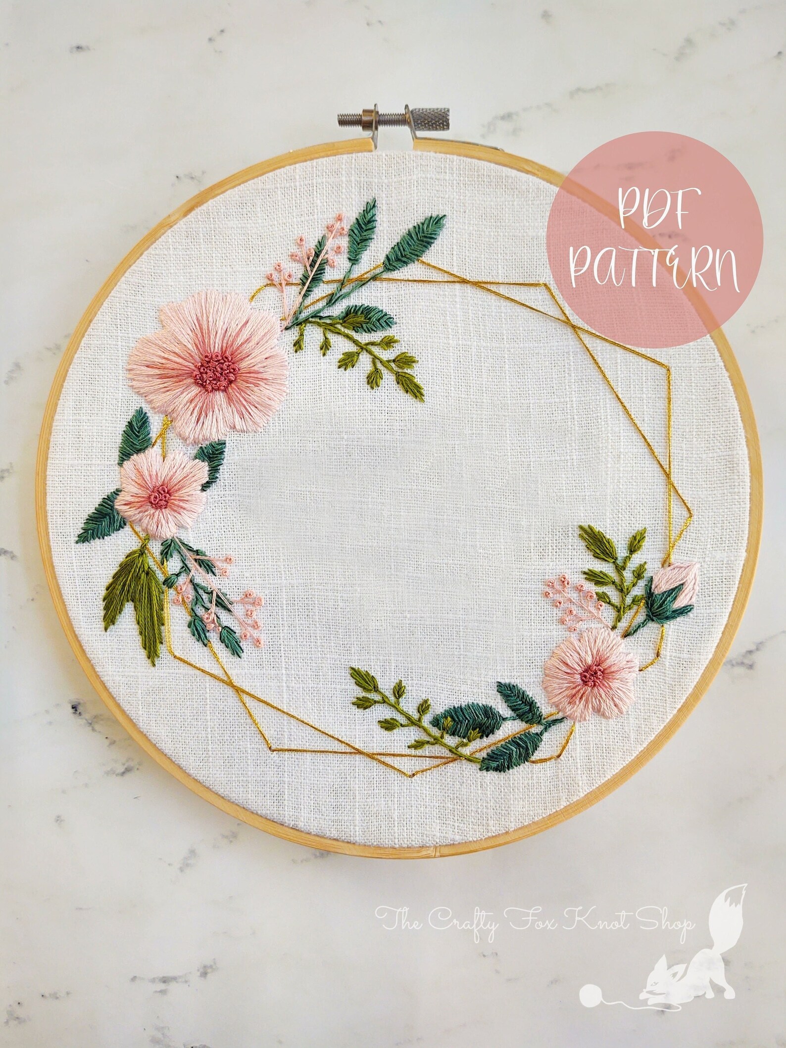 Floral Boho Gold Wreath Hand Embroidery Pattern - Etsy