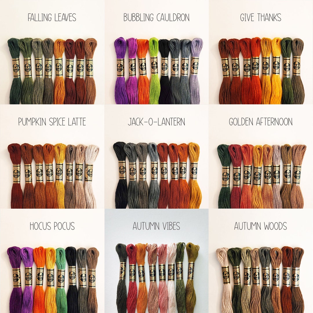 Fall and Halloween DMC Floss Bundle Floss Color Palette DMC Embroidery ...