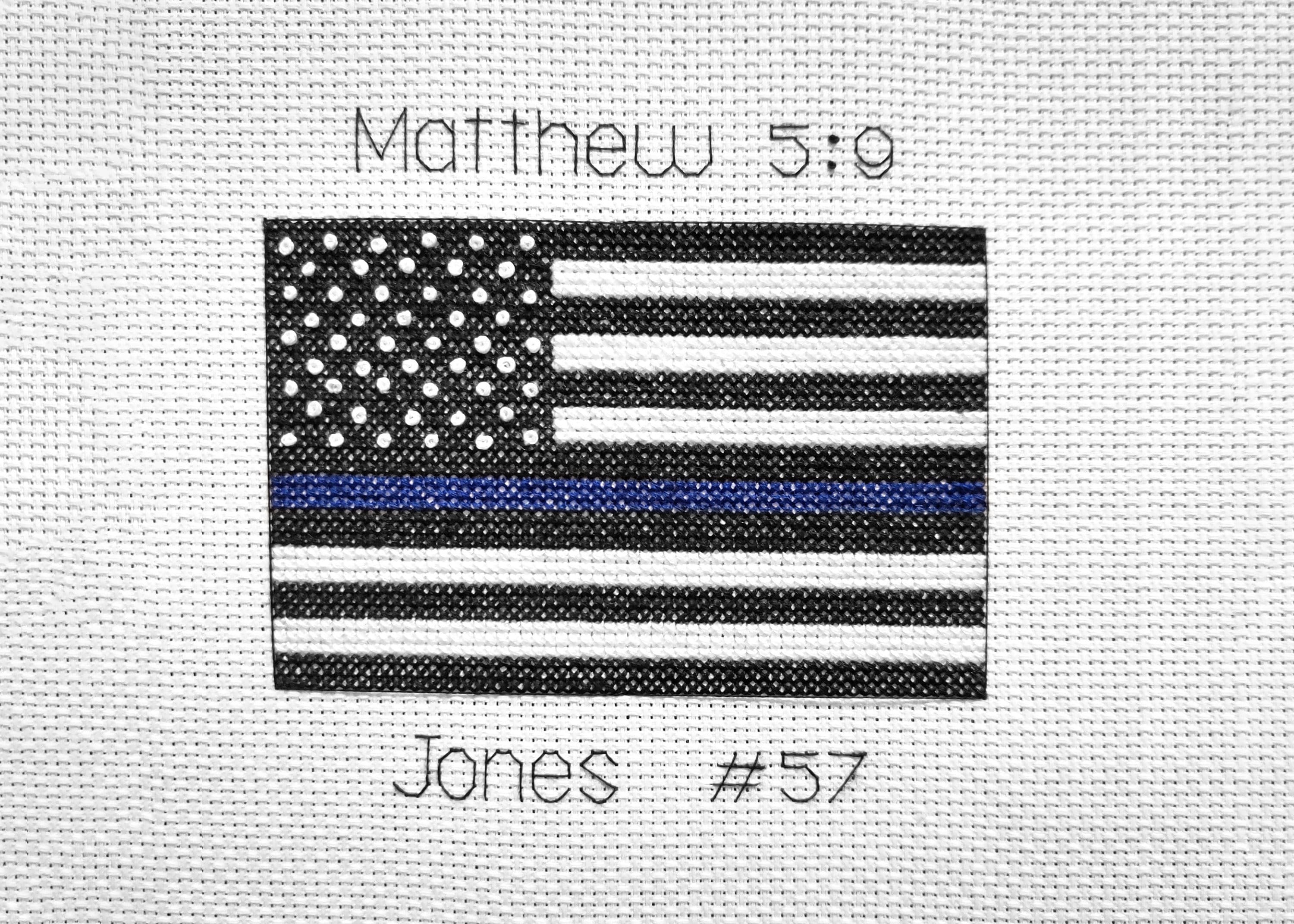 Thin Blue Line Cross Stitch Pattern | Personalized Police Flag Badge ...