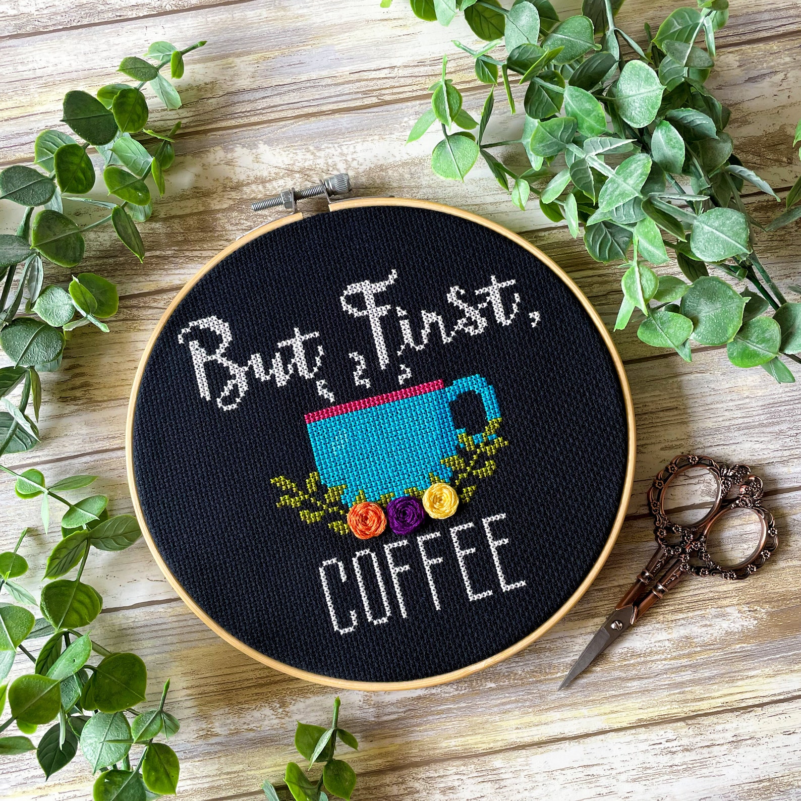 But First, Coffee Cross Stitch Pattern | Boho Cross Stitch Digital ...