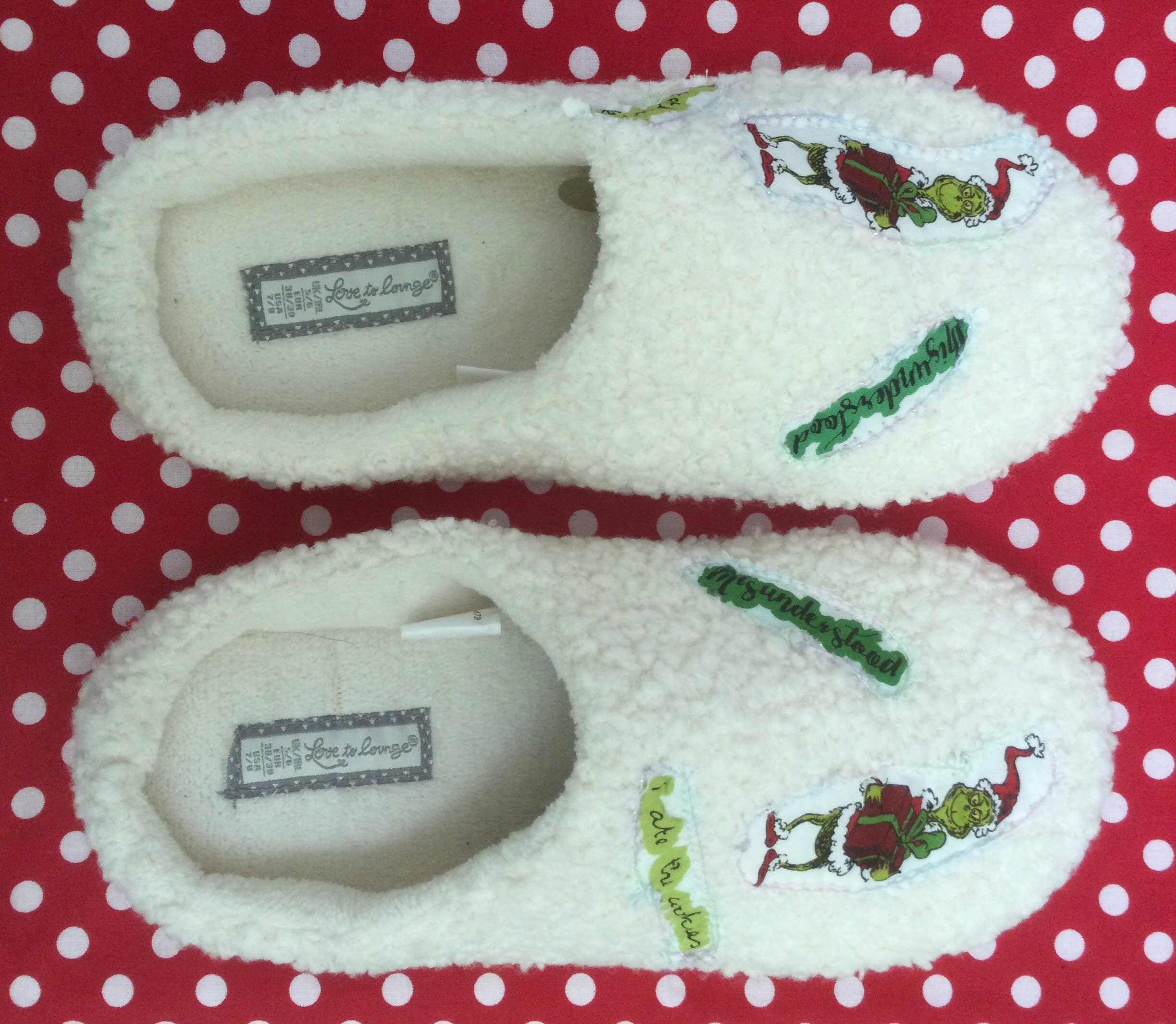 Grinch Slippersgrinchfuzzy Slipper Socksfuzzy Slipper Etsy