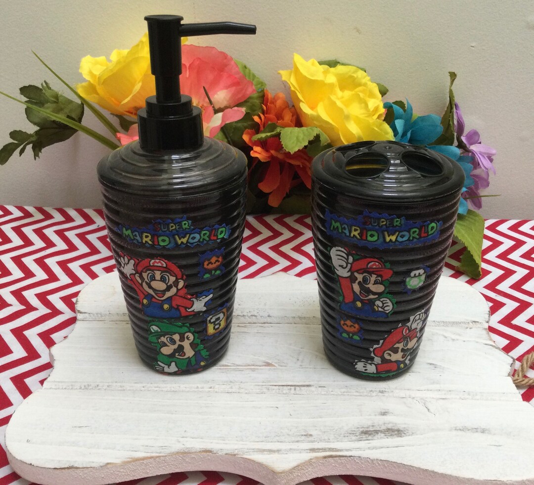 Super Mario Soap Dispenser/super Mario Toothbrush Holder/super - Etsy