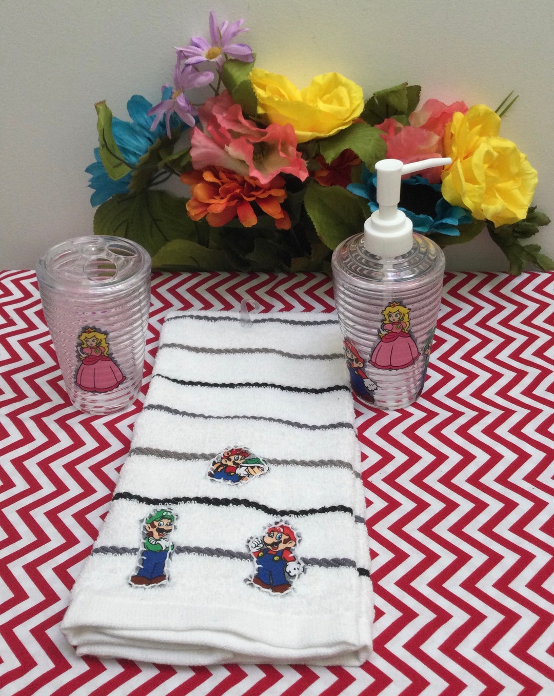 Super Mario/princess Peach Soap Dispenser/toothbrush - Etsy