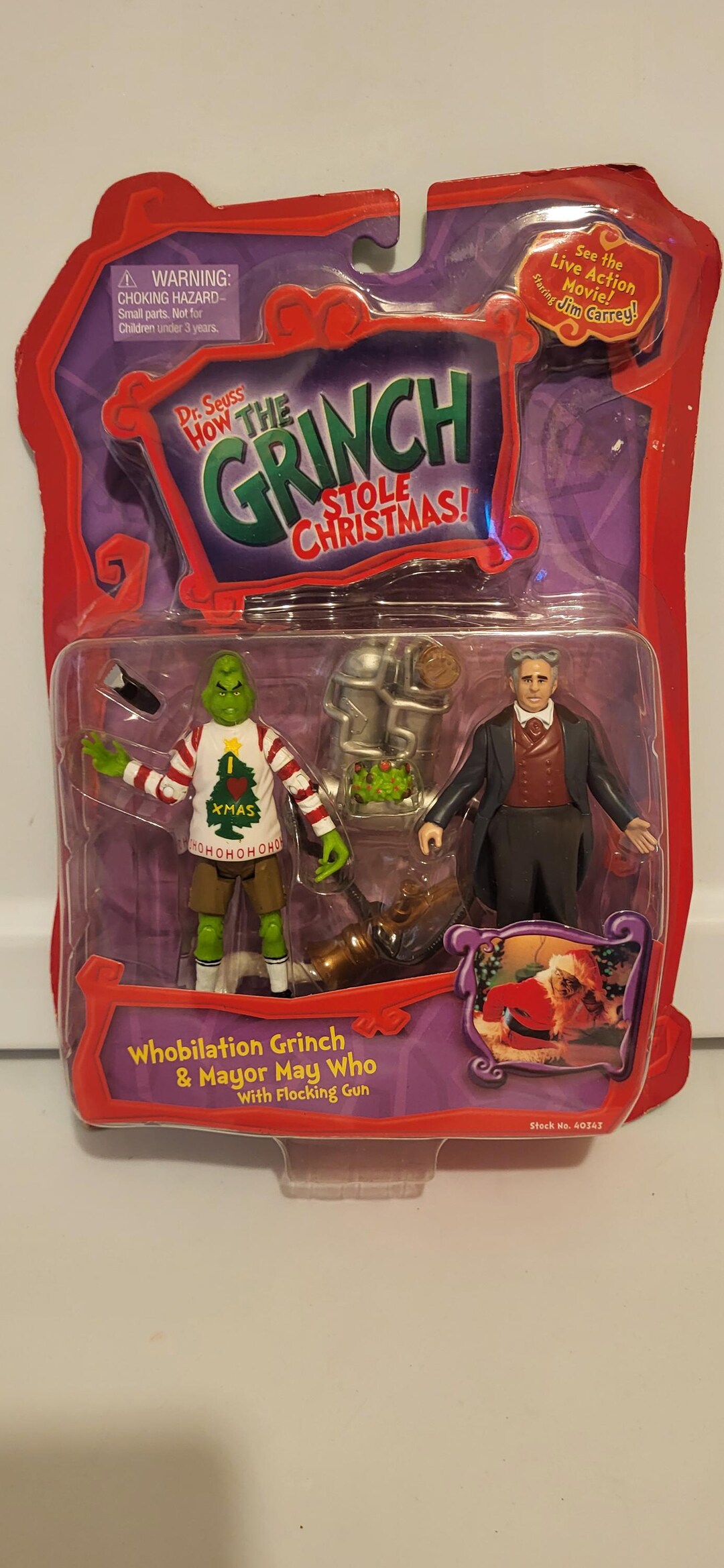 Very Rare 2000 Jim Carrey Grinch & Mayor With Flocking Gun Action ...