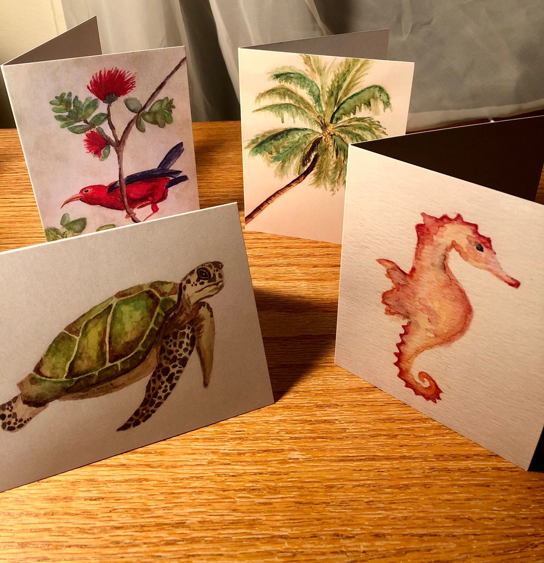 4-pack Hawaiian Collection Notecards - Etsy