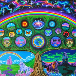 Art Print of Tree of Life Visionary Trippy Space Poster Rainbow, Boho ...