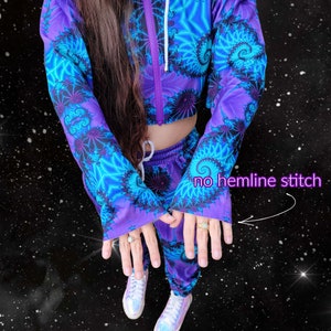 Psychedelic Joggers and Jacket Set Trippy Sweats Blue Purple Fractal ...