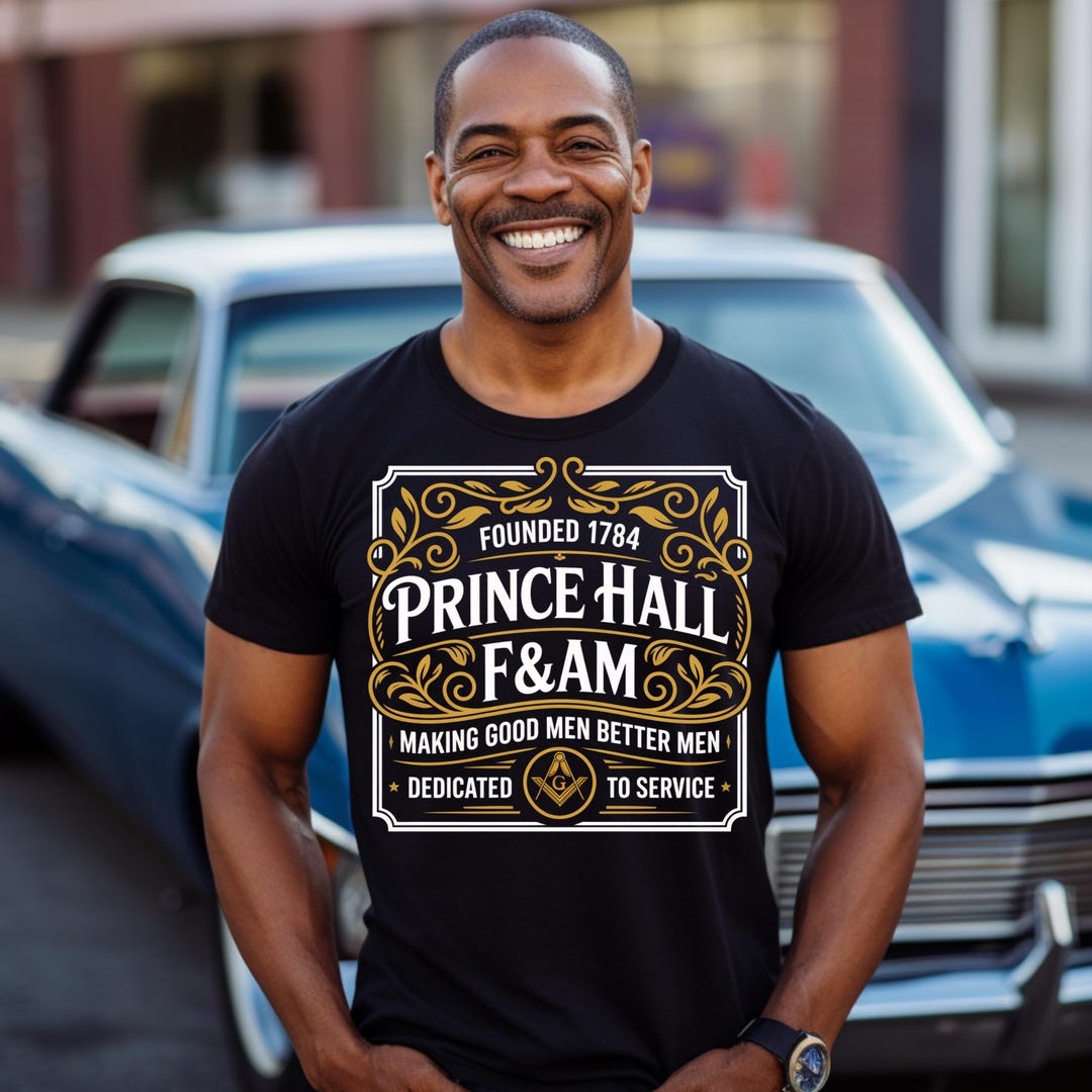 Prince Hall Masonic T-shirt for Men | Black Gold Freemason Shirt | F&AM ...