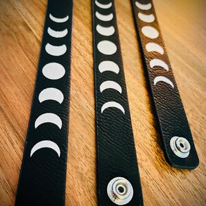 Moon Phase Bracelet-celestial Bracelet-full Moon-faux Leather Bracelet ...