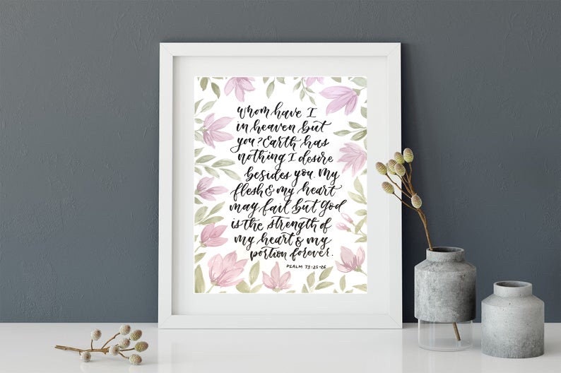 Psalm 73 Digital Print, Bible Verse Art, Bible Quote, Christian Wall ...
