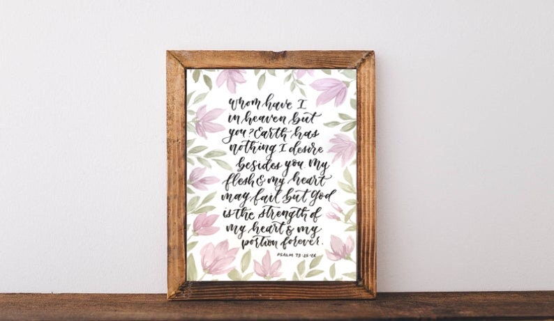 Psalm 73 Digital Print, Bible Verse Art, Bible Quote, Christian Wall ...