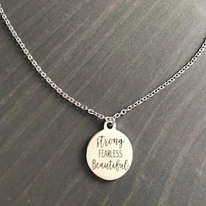Strong Fearless Beautiful Necklace / Inspirational Necklace / Fearless ...