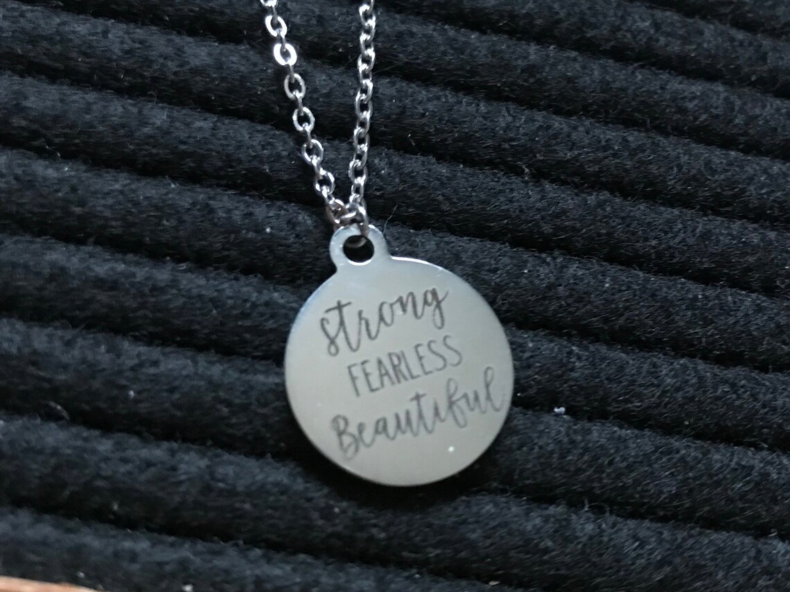 Strong Fearless Beautiful Necklace / Inspirational Necklace / | Etsy