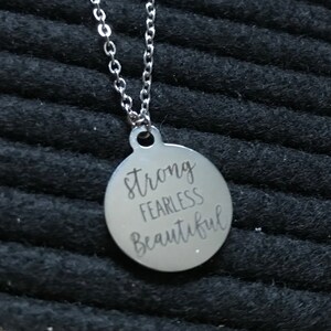 Strong Fearless Beautiful Necklace / Inspirational Necklace / Fearless ...