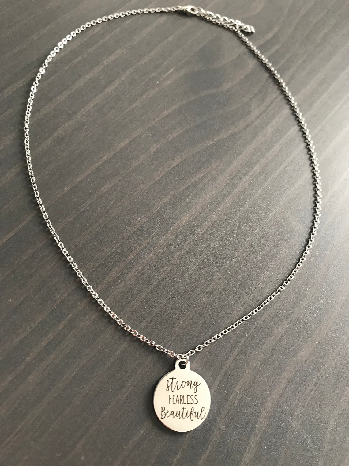 Strong Fearless Beautiful Necklace / Inspirational Necklace / | Etsy